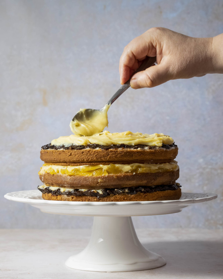 Prune, pineapple and milk truffle layer cake · Alice in Gastronomyland